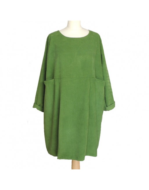 Longue Tunique Velours Vert Femme Grande Taille, 46 au 54