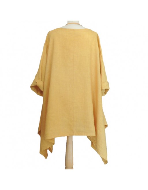 Tunique Lin Jaune Femme Grande Taille, 52 à 56
