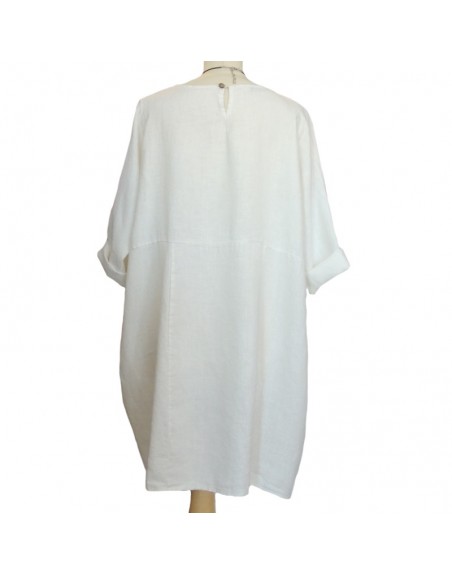 Tunique Lin Ecru Femme Grande Taille, 46 au 54